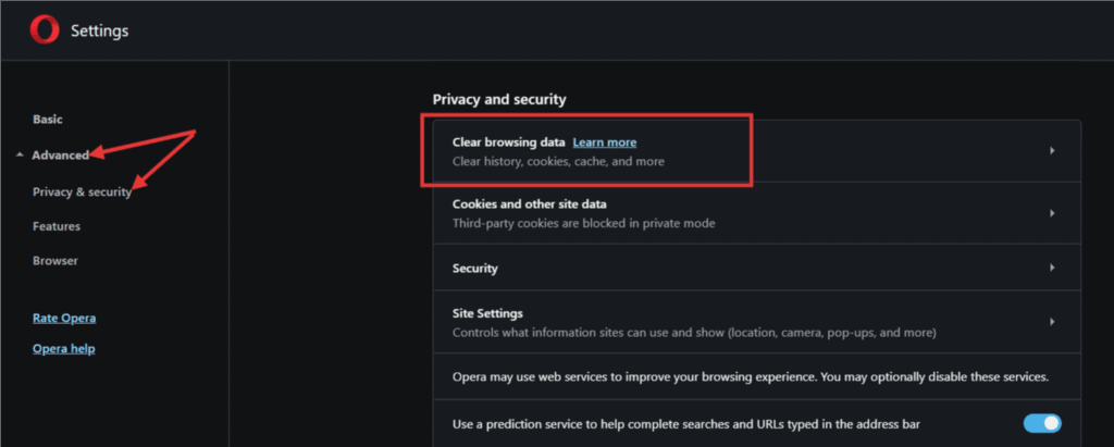 How to clear the cache in Opera